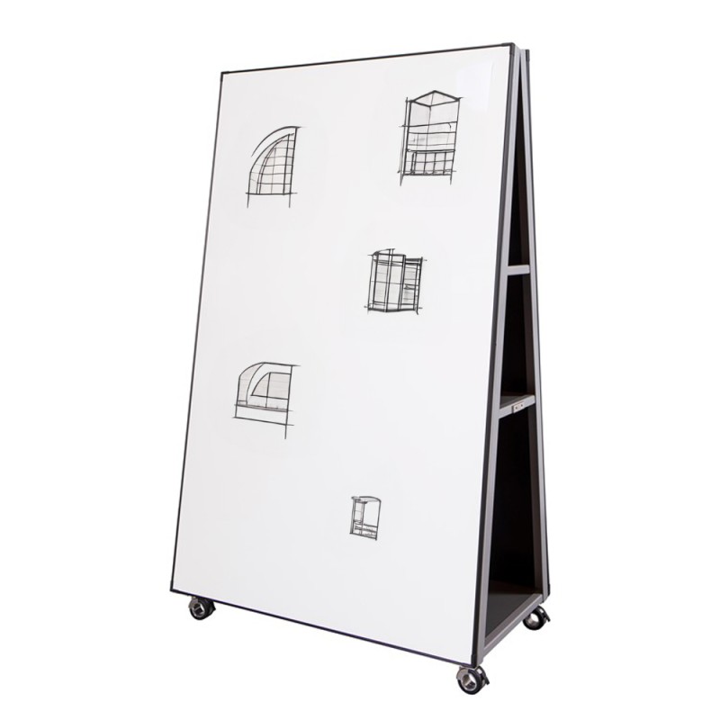Tableau blanc mobile double face en émail H.160 | BD Mobilier